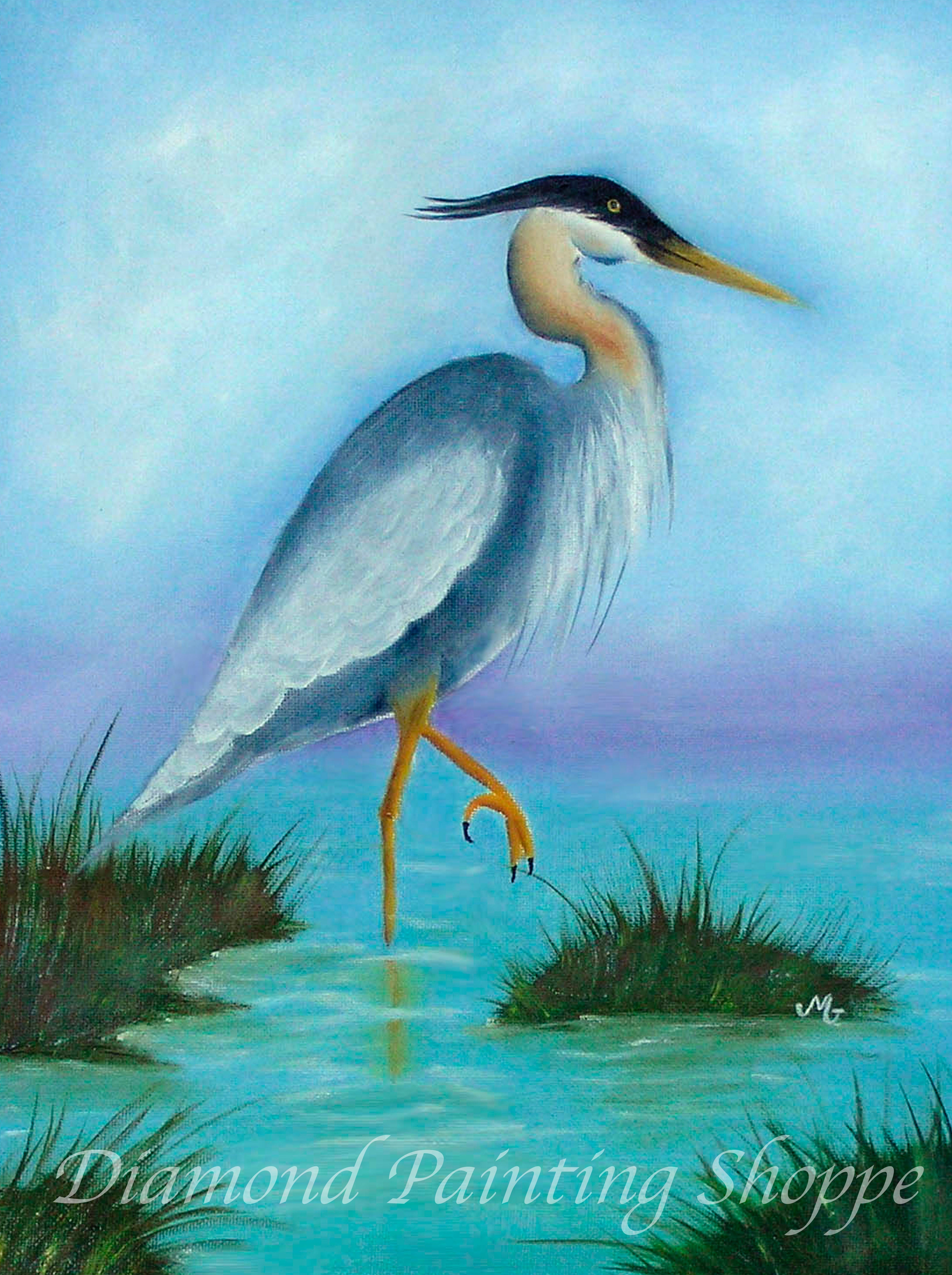 Blue Heron (MTO) / By: Mary Gaines - Diamond Painting Shoppe